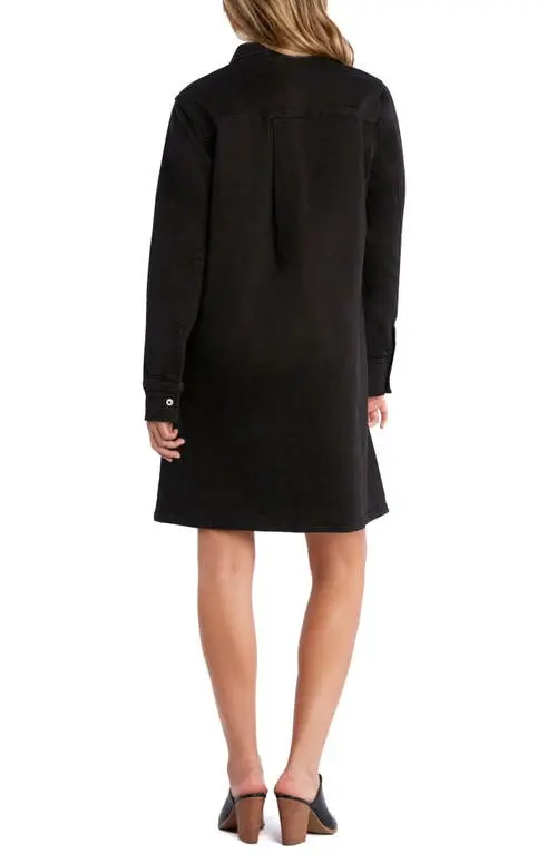 WASH LAB DENIM Blakely Popover Long Sleeve Denim Dress - Denim Black