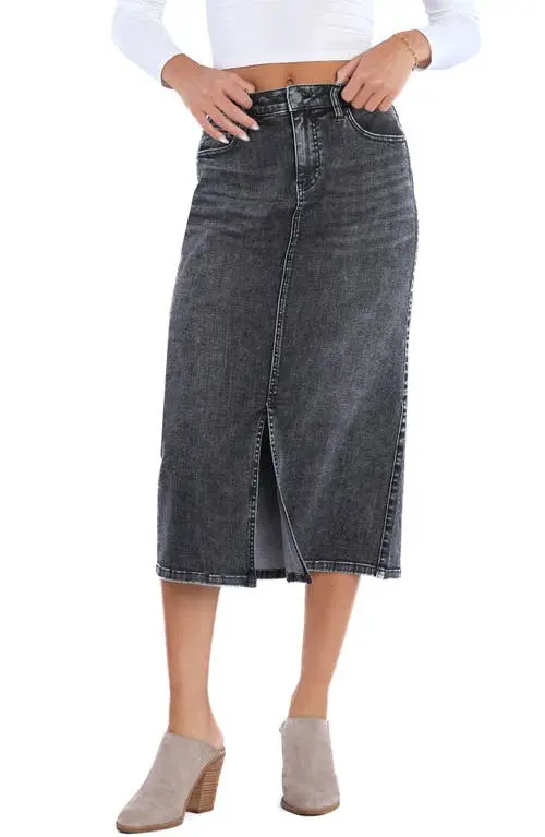 WASH LAB DENIM Mallory Denim Midi Skirt - Black Sesame