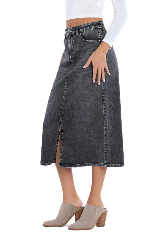 WASH LAB DENIM Mallory Denim Midi Skirt - Black Sesame