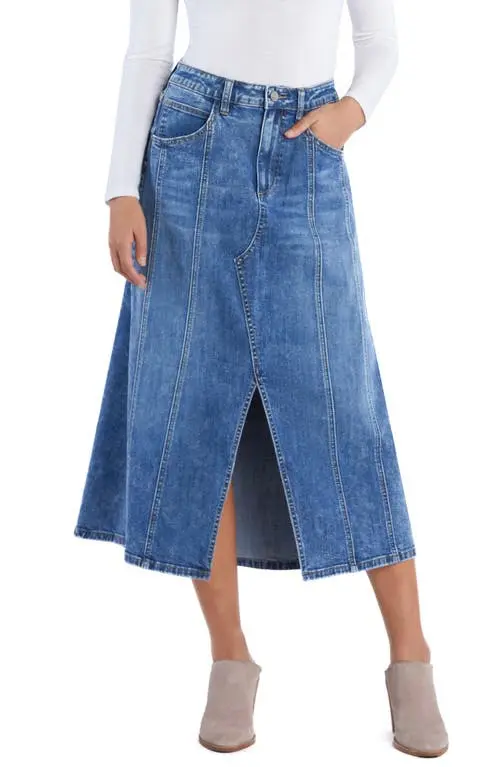 WASH LAB DENIM Justine Midi Skirt - Blue Lake
