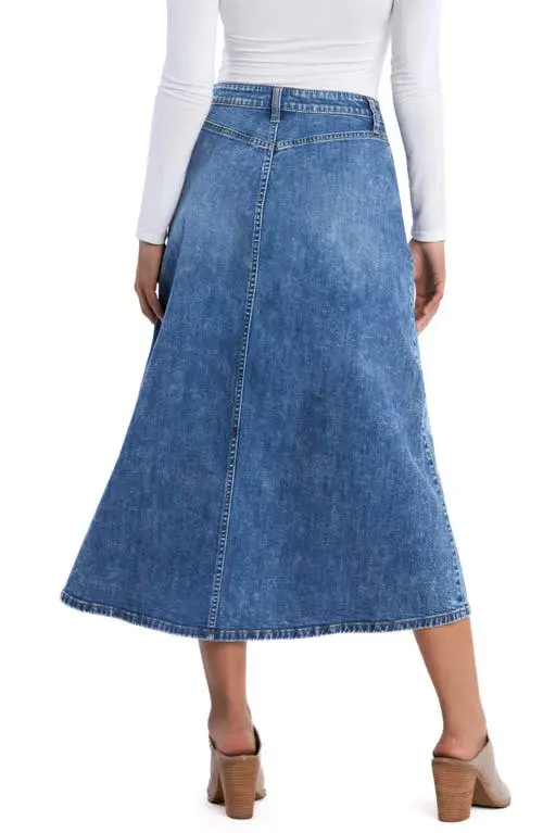 WASH LAB DENIM Justine Midi Skirt - Blue Lake