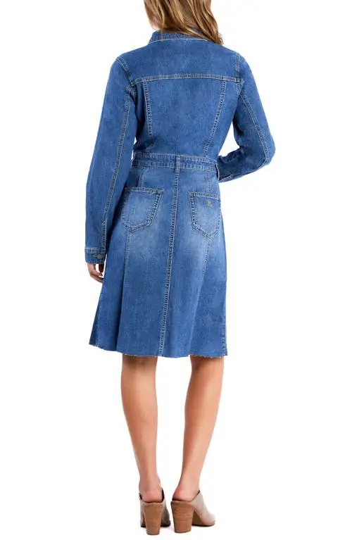 Wash Lab Denim Sway Raw Hem Long Sleeve Shirt Dress - Graphic Blue - 40%  Off | Editorialist
