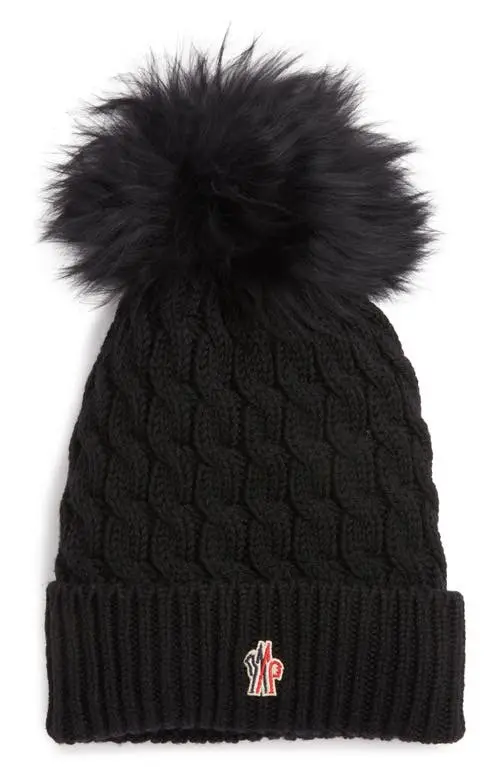 Moncler Fair Isle Beanie With Faux Fur Pompom