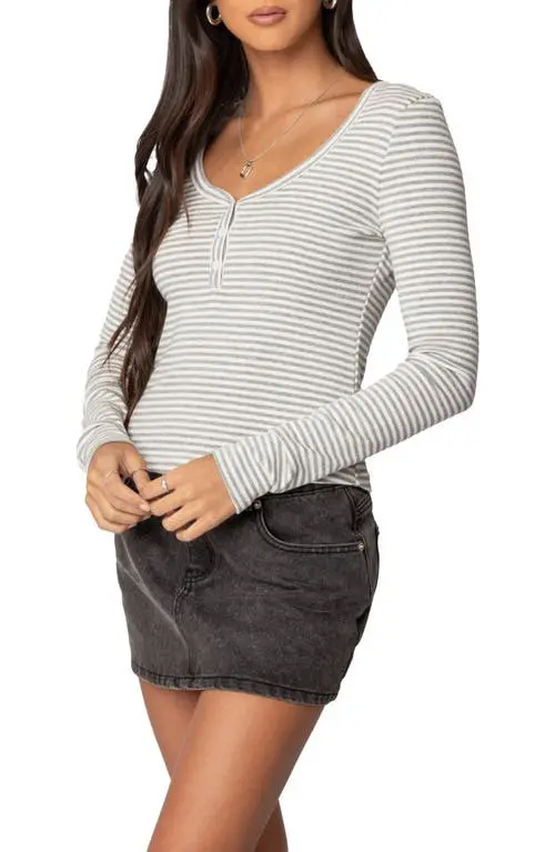 EDIKTED Jocelyn Stripe Stretch Cotton Top