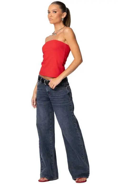 EDIKTED Stretch Cotton Tube Top - Red