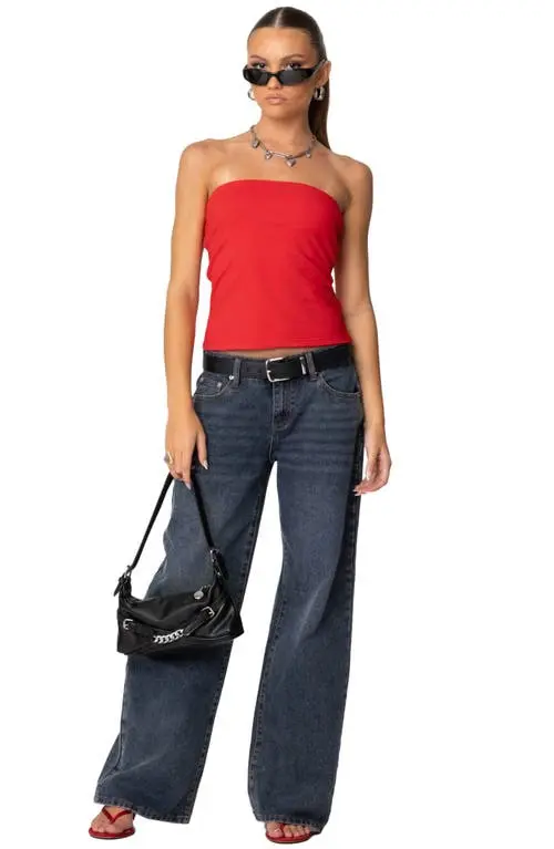 EDIKTED Stretch Cotton Tube Top - Red