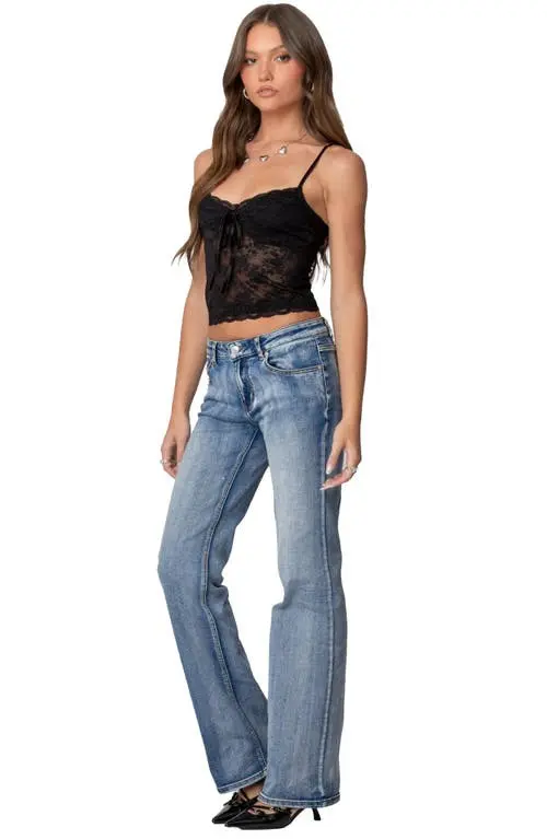 EDIKTED Semisheer Lace Crop Camisole - Black