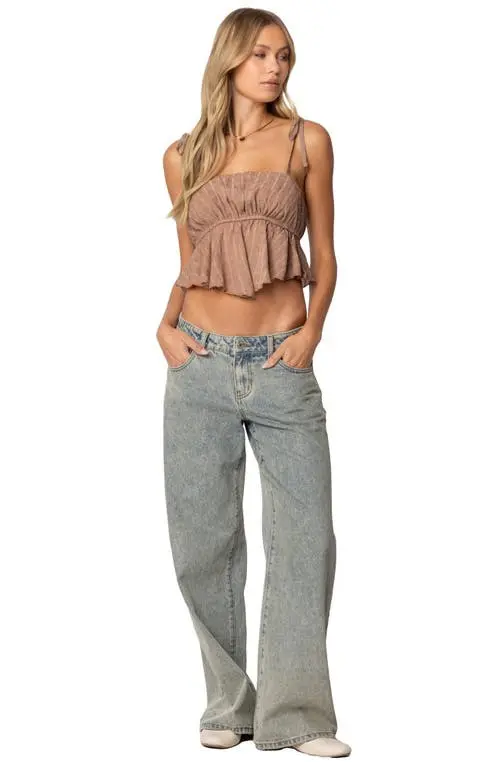 EDIKTED Rylie Textured Chiffon Crop Top