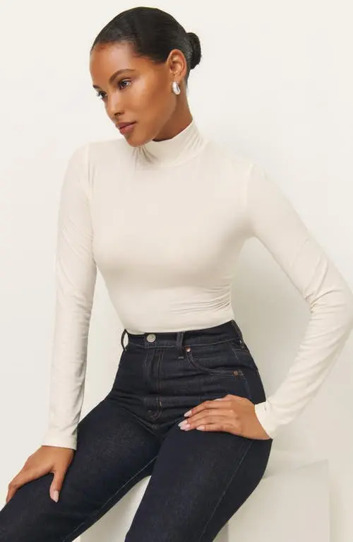 REFORMATION Nell Turtleneck Jersey Top - Horchata