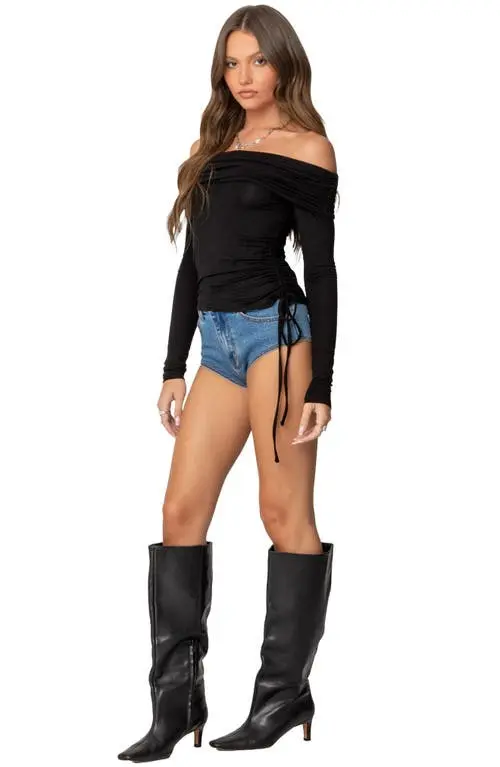 EDIKTED Off-the-shoulder Long-sleeve Top - Black