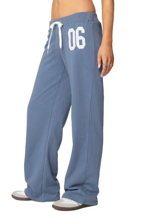 EDIKTED 06 Wide Leg Drawstring Sweatpants - Blue
