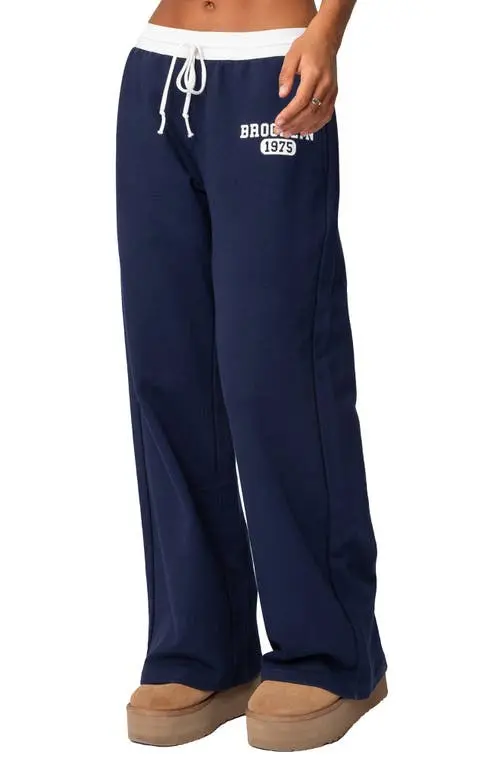 EDIKTED Brookie Graphic Sweatpants - Navy