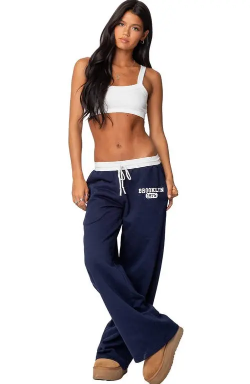 EDIKTED Brookie Graphic Sweatpants - Navy