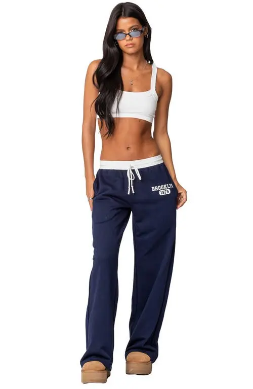 EDIKTED Brookie Graphic Sweatpants - Navy