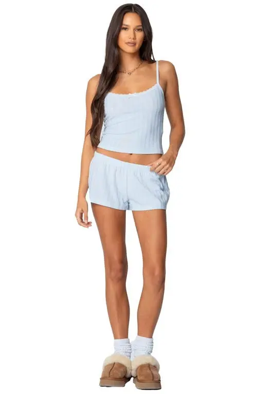 EDIKTED Irene Low Rise Microshorts - Light-blue