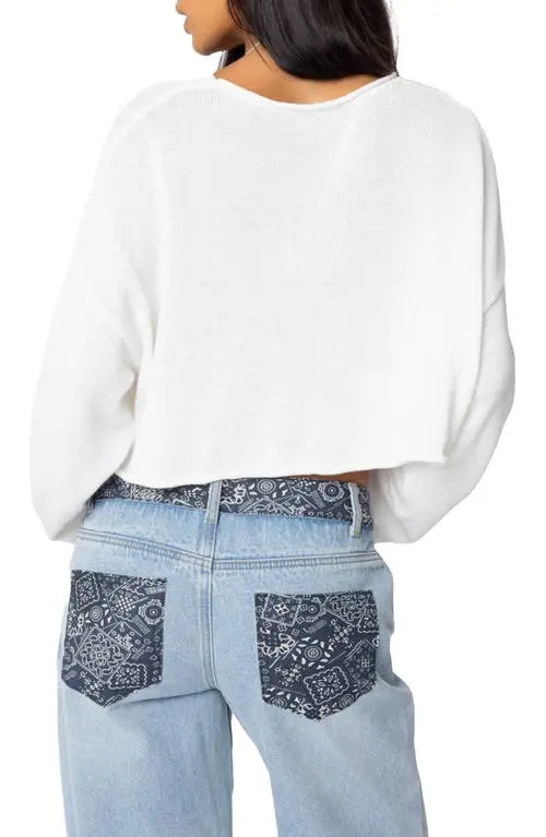 EDIKTED Shyrah Oversized Knit Crop Top - White