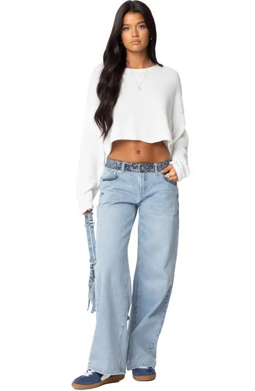 EDIKTED Shyrah Oversized Knit Crop Top - White