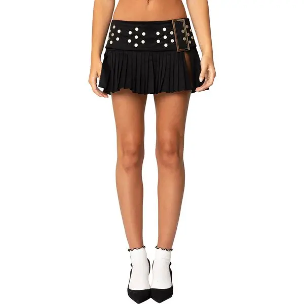 EDIKTED Roxy Side Slit Pleated Miniskirt