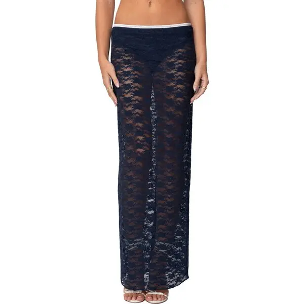 EDIKTED Vara Sheer Lace Maxi Skirt