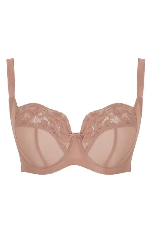 Panache Nina Underwire Stretch Lace Side Support Bra - Mocha