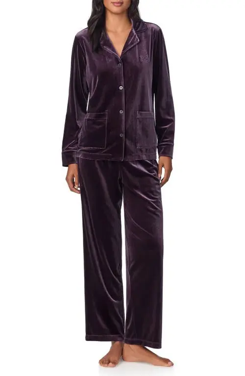 Ralph Lauren Long Sleeve Pajamas - Aubergine