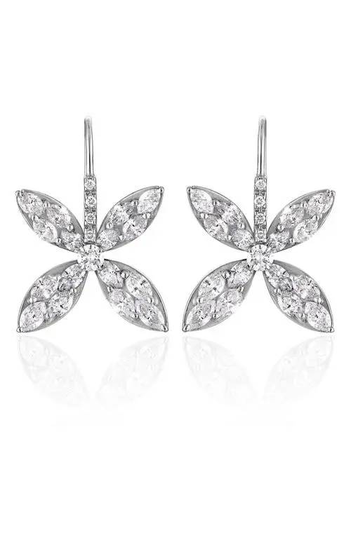 MINDI MOND Diamond Flowerfly Drop Earrings - 18k White Gold