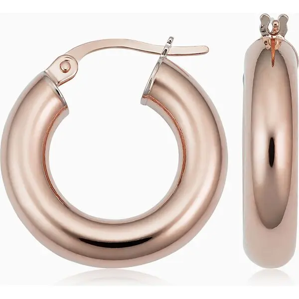 ORADINA 14k Gold Midi Hoop Earrings - Rose Gold