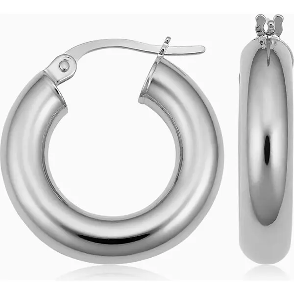 ORADINA 14k Gold Midi Hoop Earrings - White Gold