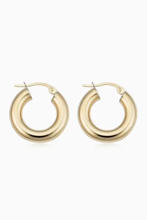 ORADINA 14k Gold Midi Hoop Earrings - Yellow Gold