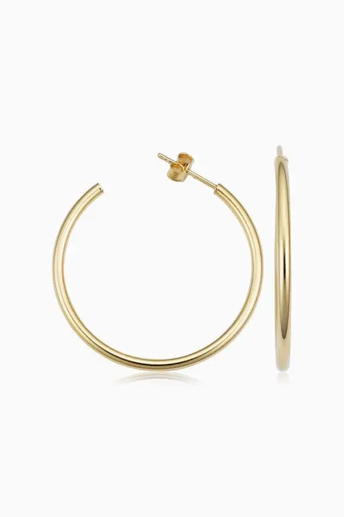 ORADINA 14k Gold Sicily Hoop Earrings - Yellow Gold