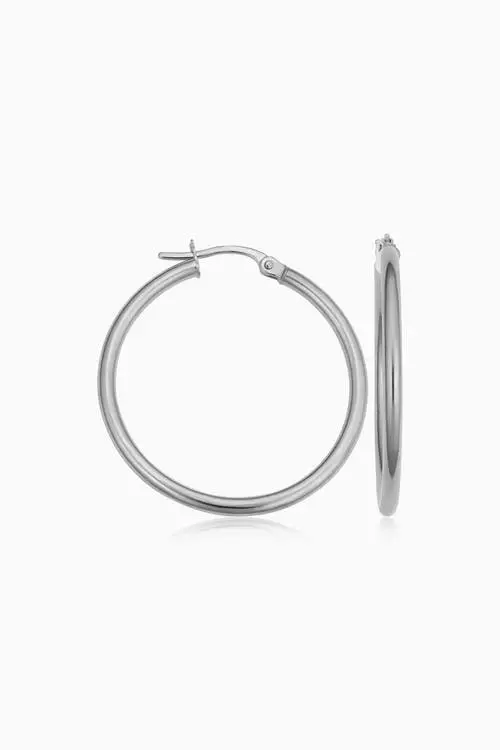 ORADINA 10k Gold Hoop Earrings - White Gold
