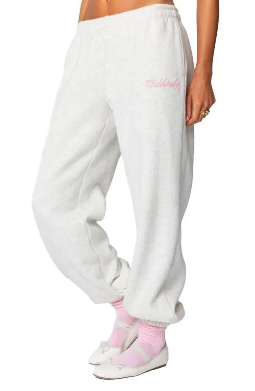 EDIKTED Sasha Bow Detail Sweatpants - Gray-melange