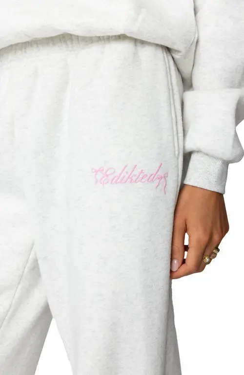 EDIKTED Sasha Bow Detail Sweatpants - Gray-melange