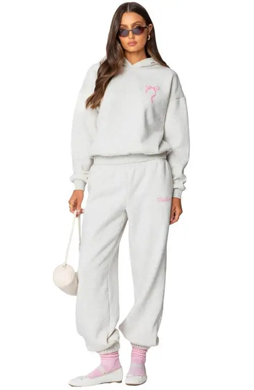 EDIKTED Sasha Bow Detail Sweatpants - Gray-melange