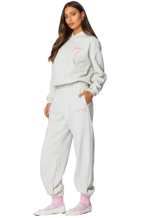 EDIKTED Sasha Bow Detail Sweatpants - Gray-melange