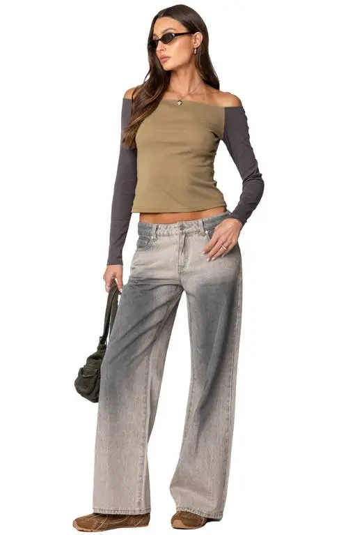 EDIKTED Joe Low Rise Wide Leg Jeans