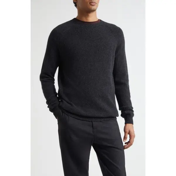 Sunspel Lambswool Crewneck Sweater - Charcoal Melange