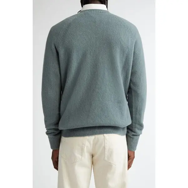 Sunspel Lambswool Crewneck Sweater - Smoke Green