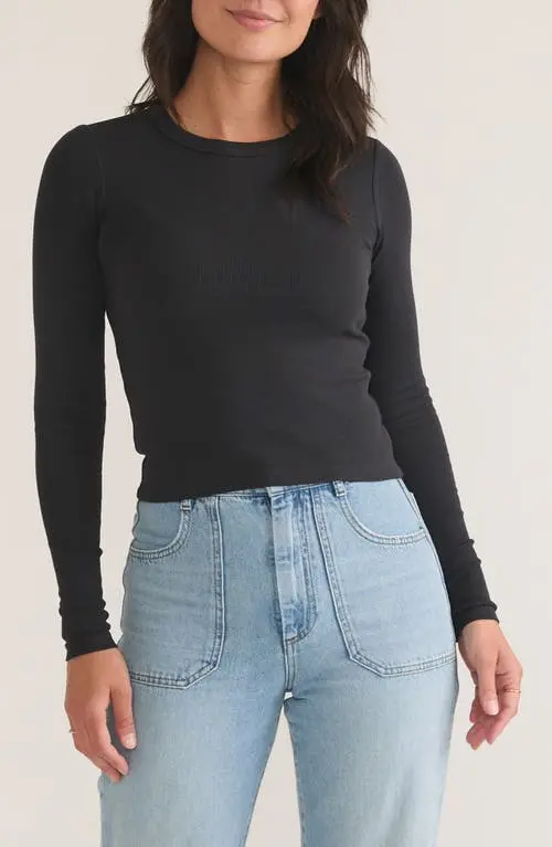 Marine Layer Lexi Sun-in Rib Long Sleeve T-shirt - Black
