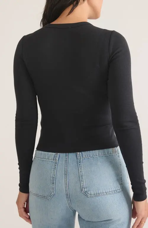 Marine Layer Lexi Sun-in Rib Long Sleeve T-shirt - Black