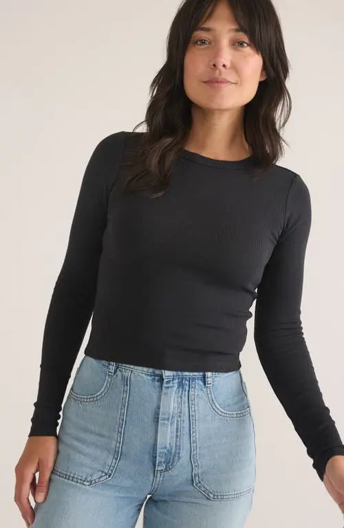 Marine Layer Lexi Sun-in Rib Long Sleeve T-shirt - Black