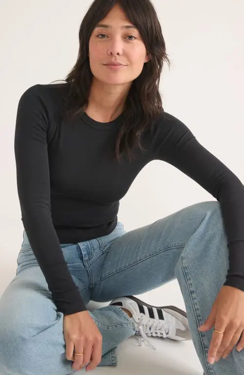 Marine Layer Lexi Sun-in Rib Long Sleeve T-shirt - Black