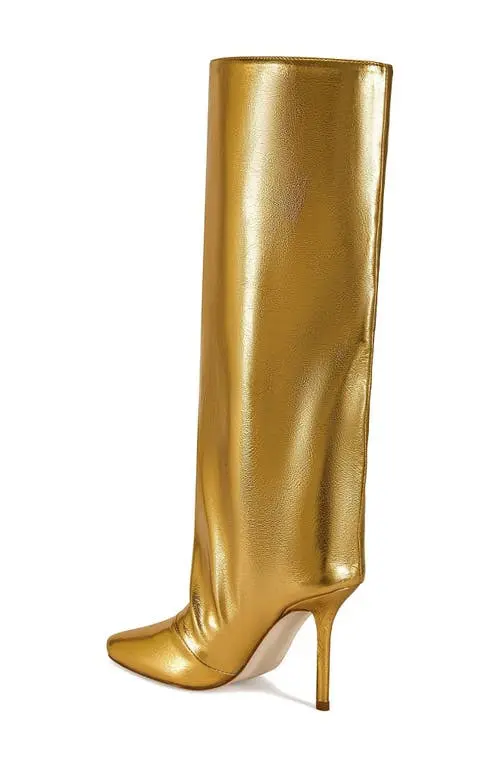 AZALEA WANG Rebelite Knee High Boots - Gold