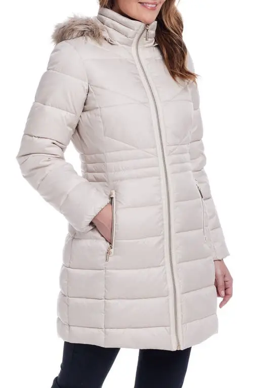 Gallery Water Resistant Puffer Coat With Faux Fur Trim And Removable Hood