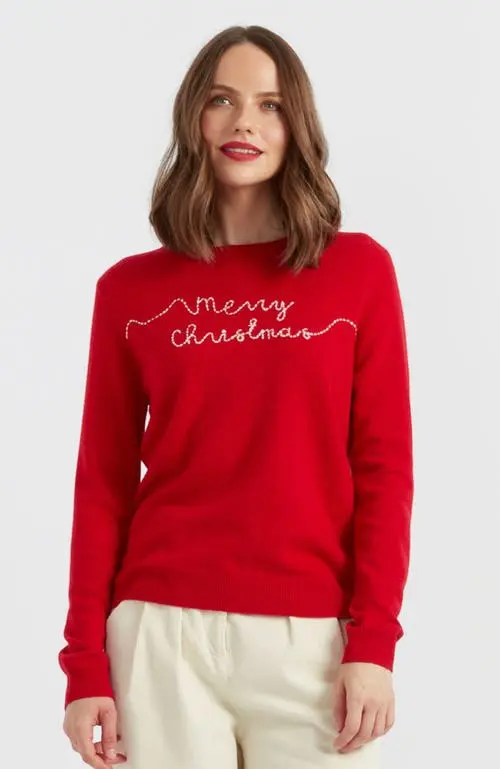 Chinti & Parker Wool-cashmere Merry Christmas Sweater - Red