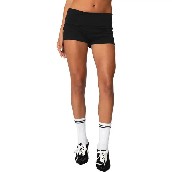 EDIKTED Meg Foldover Shorts - Black