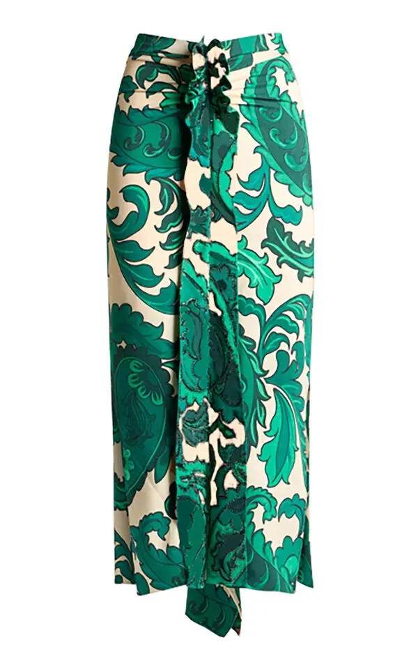 Etro Draped Jersey Midi Skirt - Green