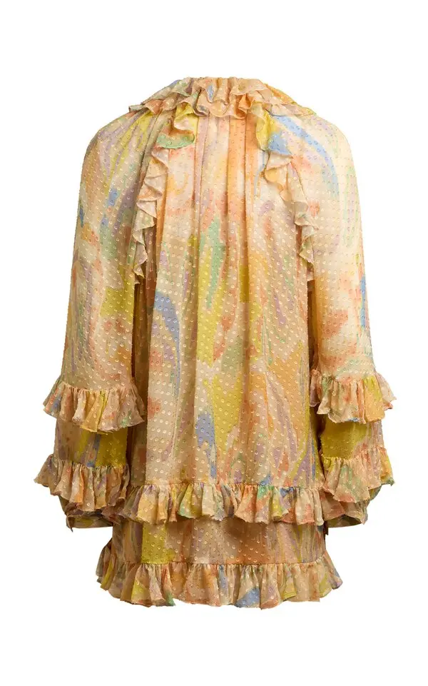 Etro Ruffled Paisley Print Silk Mini Dress