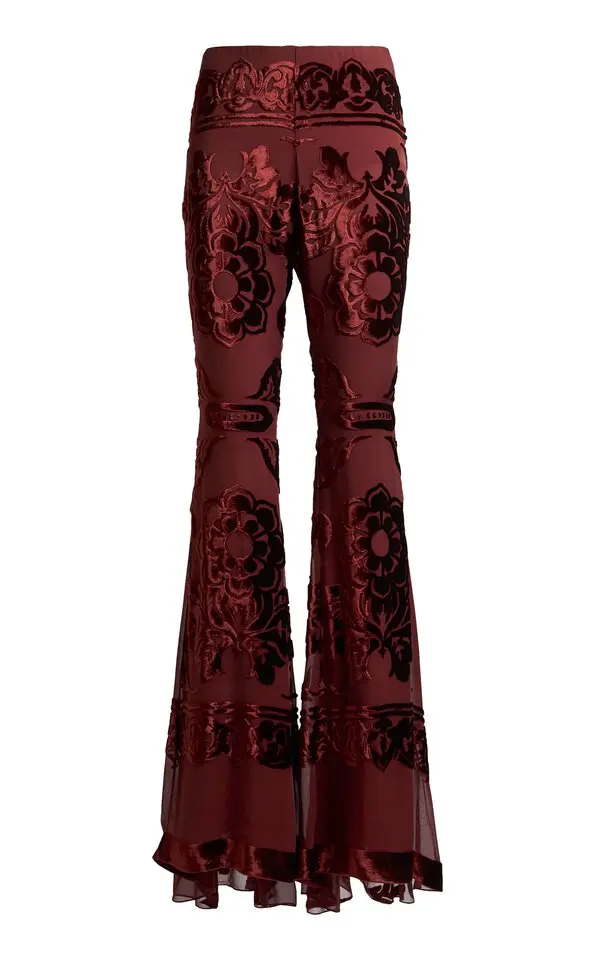 Etro Flared Devoré Pants - Burgundy