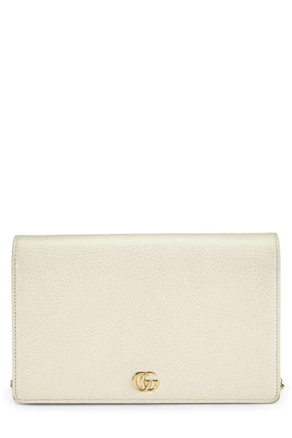 Gucci Leather Gg Marmont Wallet On Chain - White